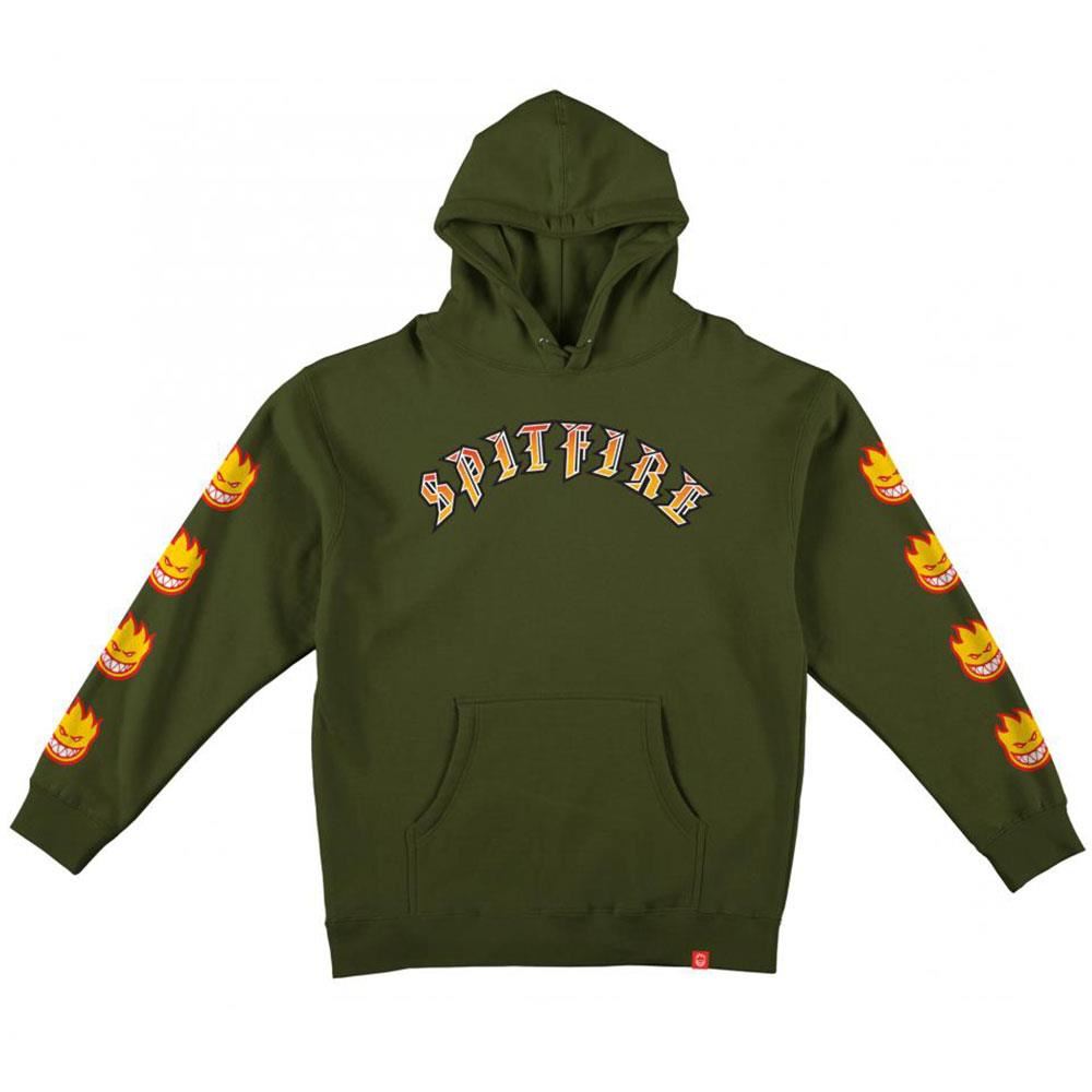 Spitfire Old E Bighead Fill Sleeve Hoodie - Army/Red & Yellow – Source ...